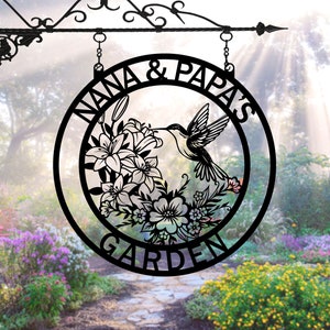 Custom Hummingbird Metal Garden Decor Hummingbird Garden Sign Flower ...