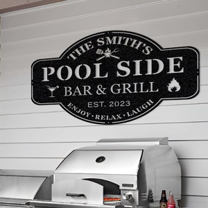 Personalized Metal Family Poolside Bar and Grill Sign,pool and Bar,tiki ...