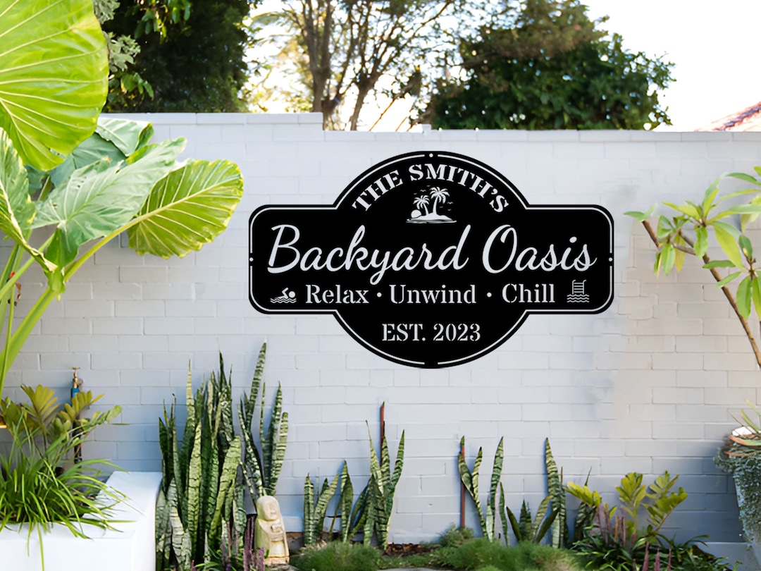 Personalized Backyard Pool Metal Sign: Custom Outdoor Oasis Decor - Etsy