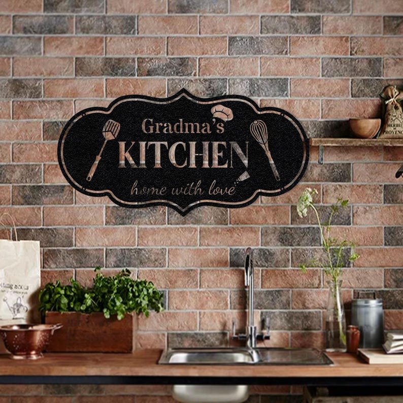 Personalized Family Kitchen Metal Sign: Custom Wall Decor - Etsy