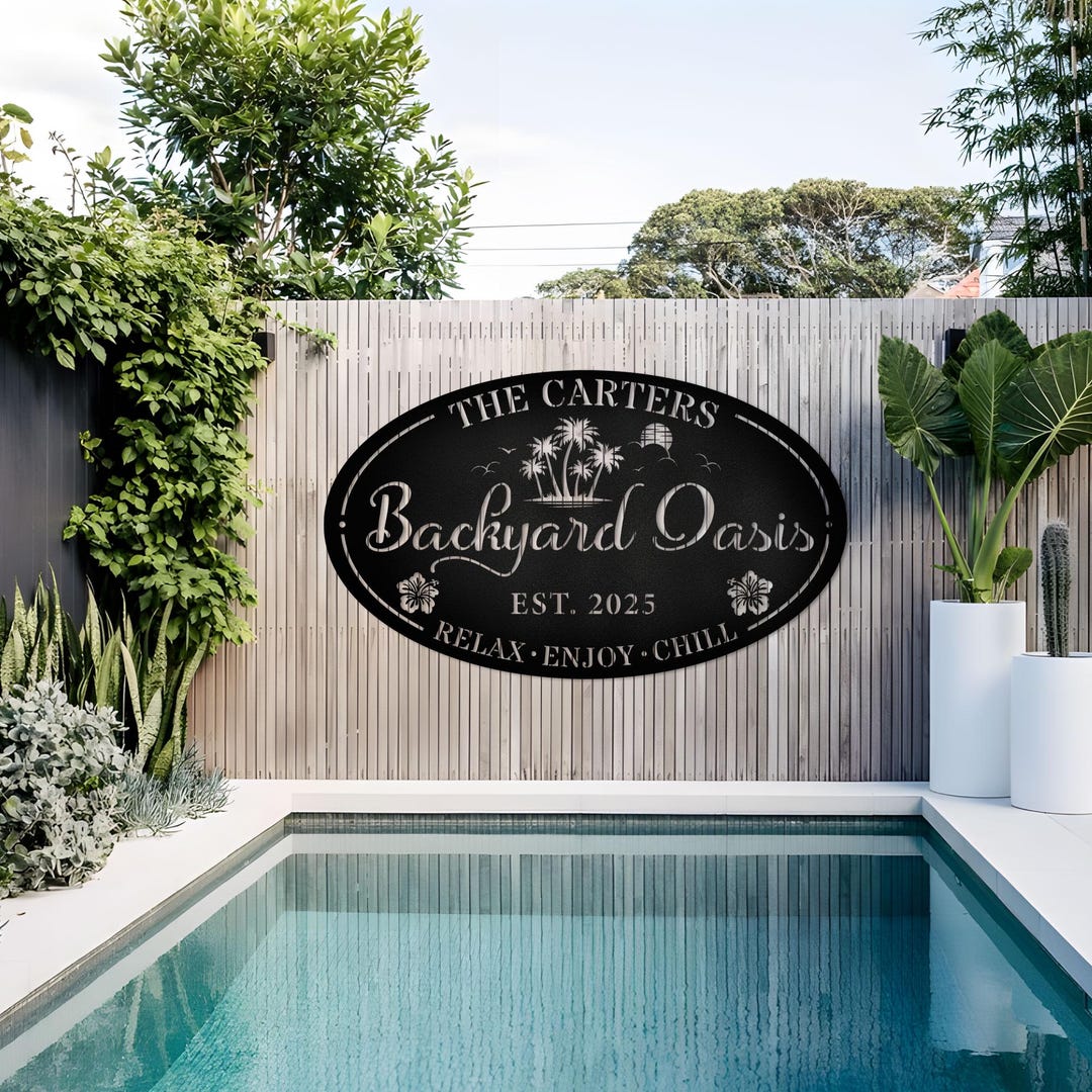 Personalized Backyard Pool Metal Sign LED Light,outdoor Wall Decor ...