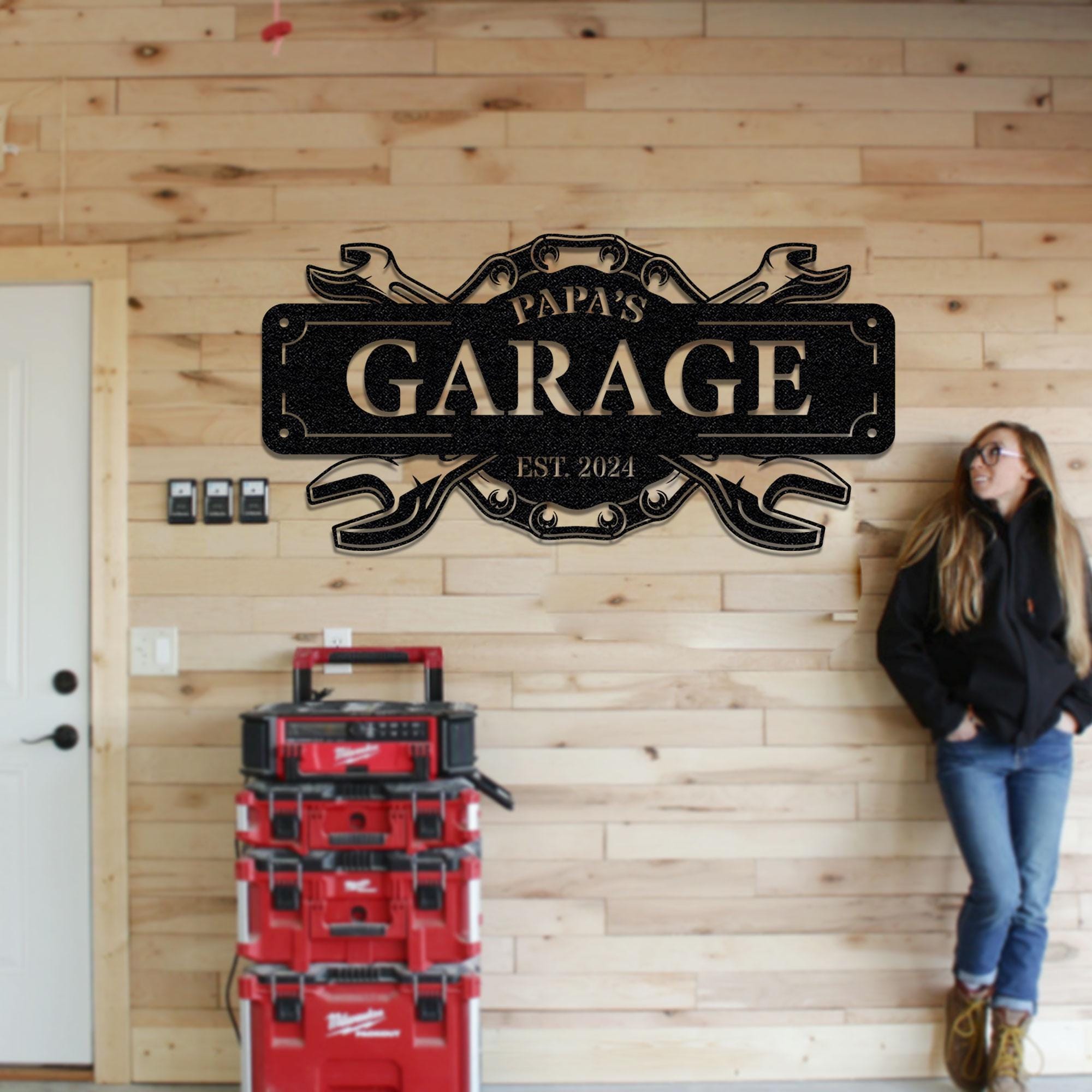 Personalized Metal Garage Sign Custom Workshop Name Sign Home Decor Car ...