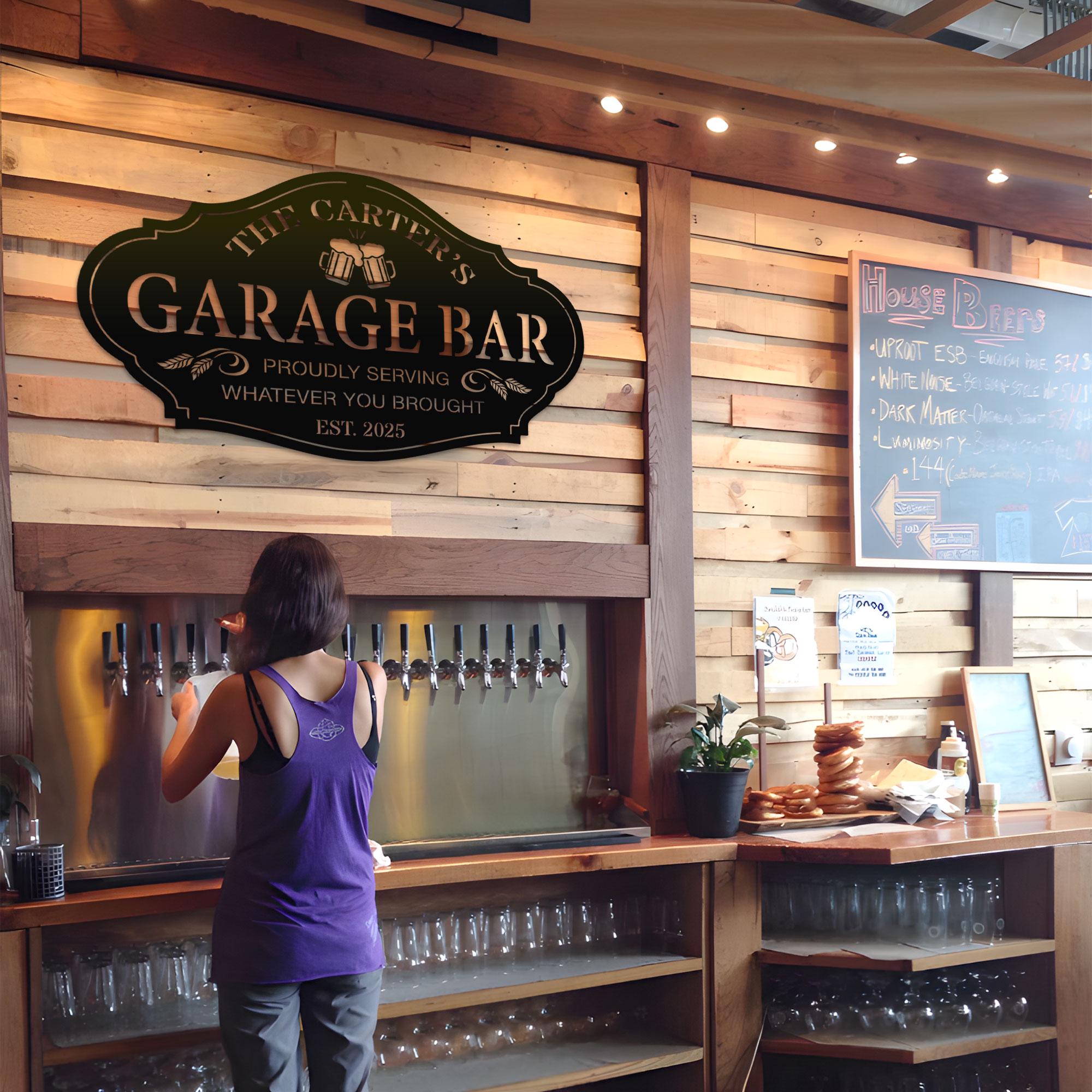 Custom Garage Bar Metal Sign, Personalized Metal Shop Bar Wall Art ...