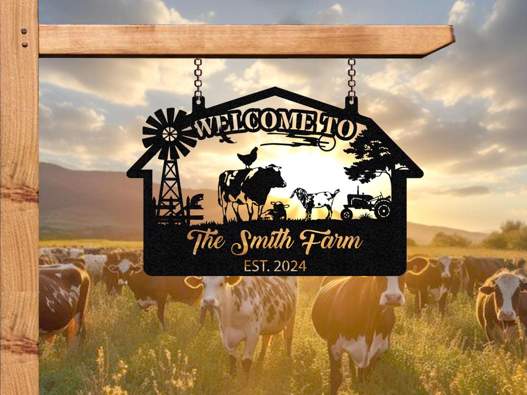 Custom Metal Barn Sign,metal Farm Sign Name Sign,large Metal Name Sign ...
