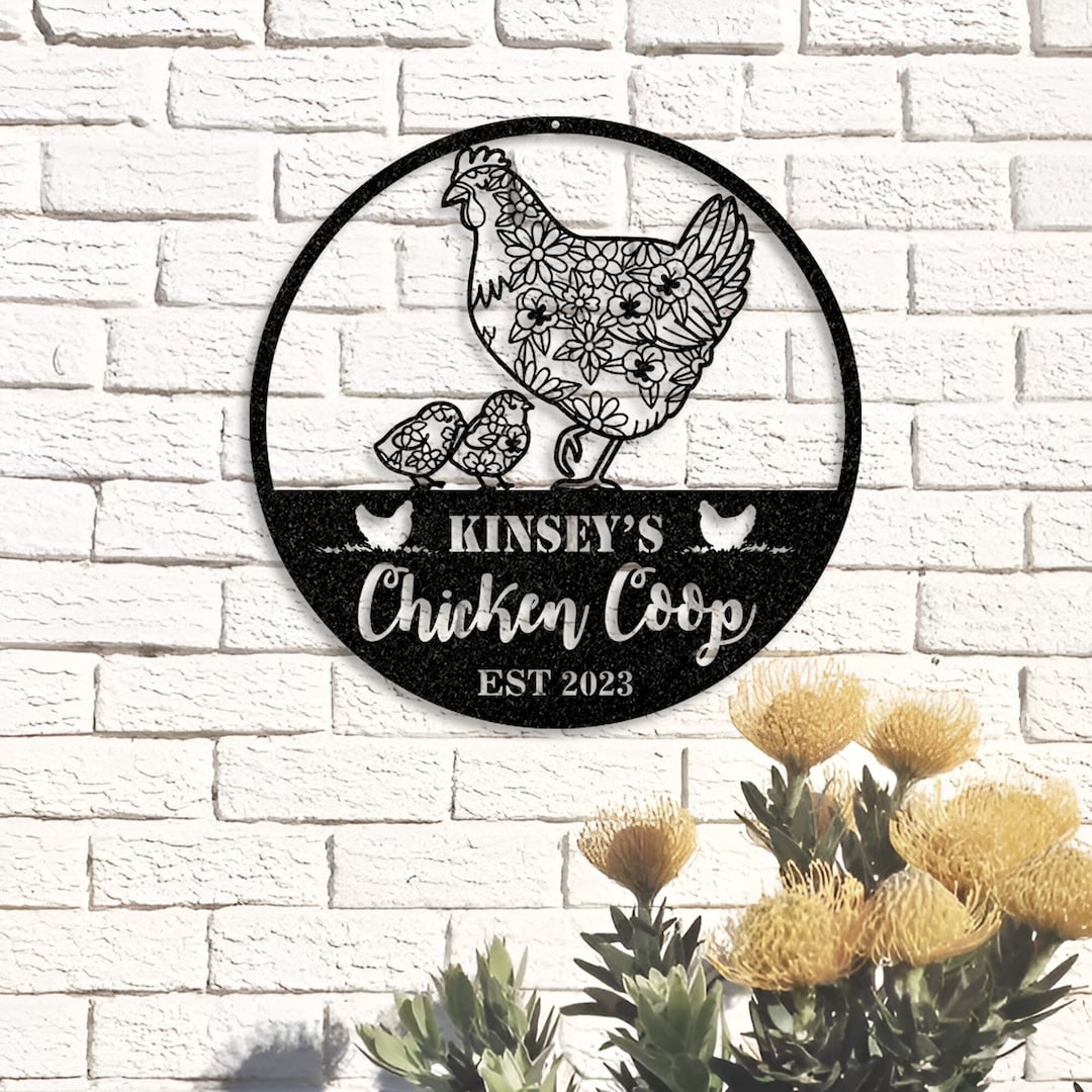 Personalized Vintage Chicken Coop Sign, Metal Chicken Coop Sign ...