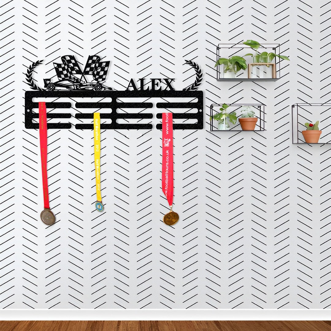 Racing Car Game Medal Hooks Sports Medal Holder,12 Rungs for Medals ...