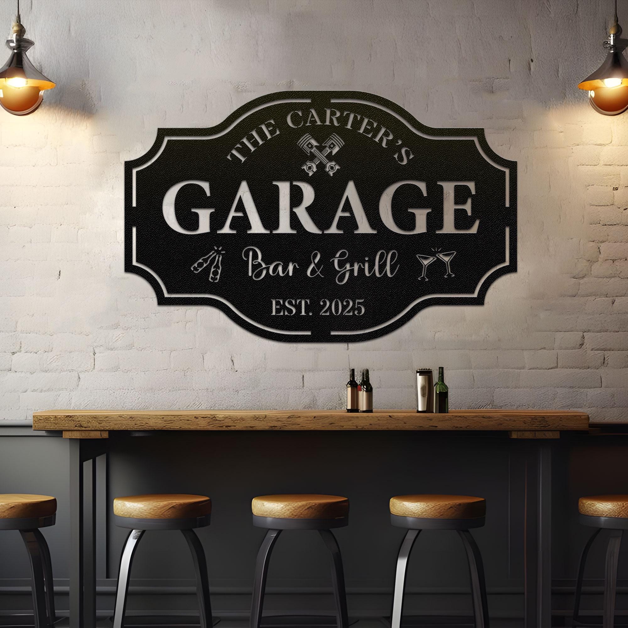 Custom Garage Bar Sign, Metal Wall Art, Beer Man Cave Wall Decor ...