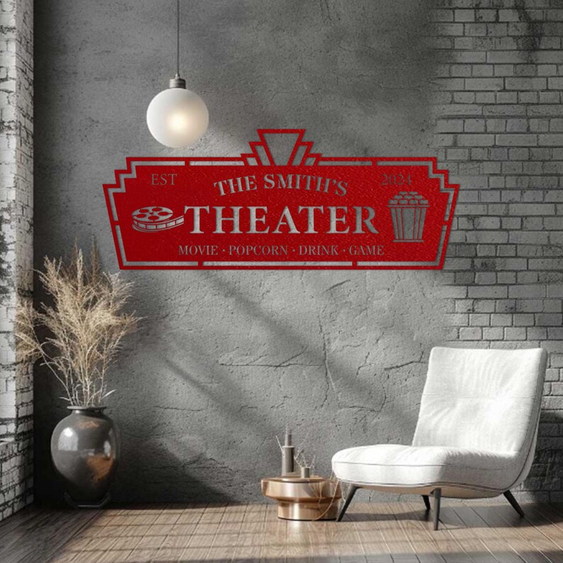 Personalized Cinema Metal Wall Art: Home Theater Decor - Etsy