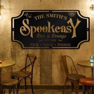 Personalized Spookeasy Metal Sign: Rustic Halloween Bar Decor - Etsy