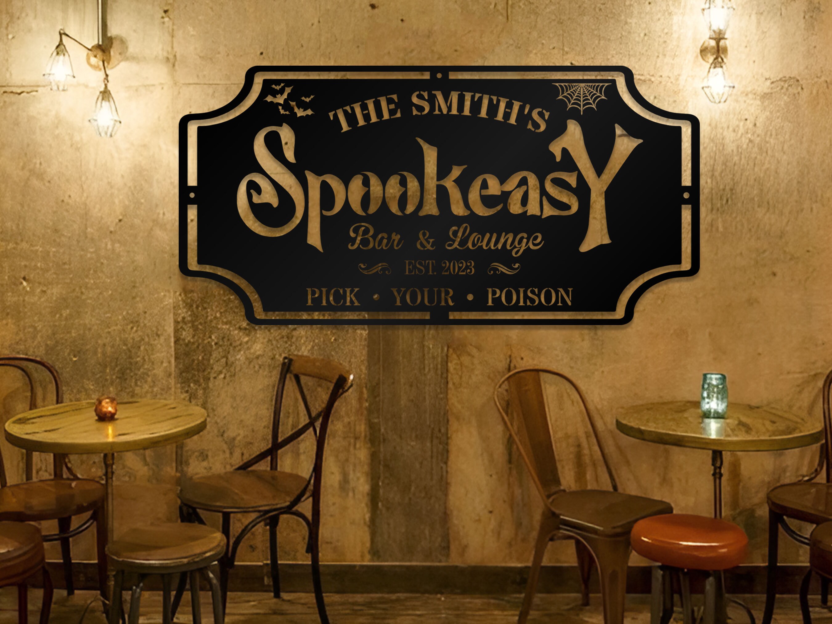 Personalized Spookeasy Metal Sign: Rustic Halloween Bar Decor - Etsy