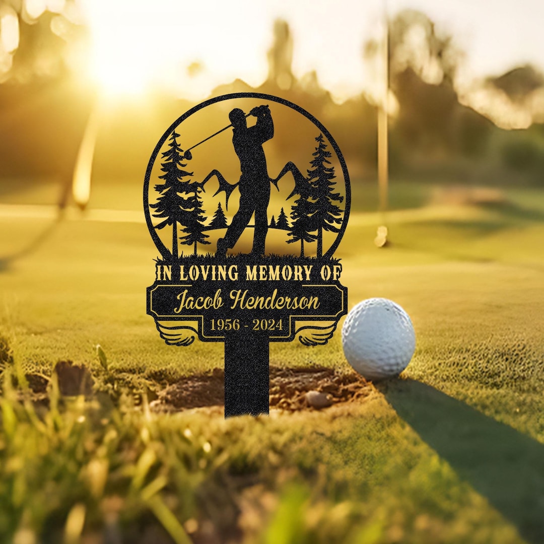 Personalized Golfer Memorial Stake Outdoor Decor,golfer Name Sign ...