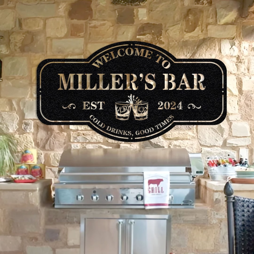 The Bar Sign Personalized Metal Sign Home Bar Sign Cabin Family Name ...