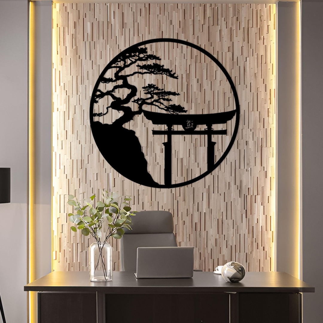 Japanese Metal Art,tori Gate Art Bonsai Tree Wall Decor Japanese ...