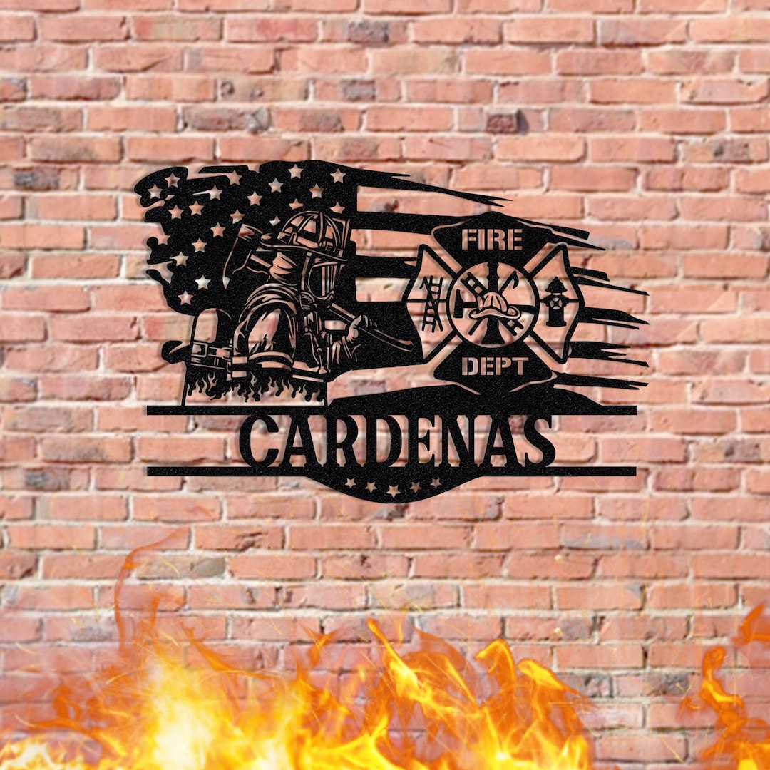 Firefighter Monogram Personalized Metal Sign Fireman Firewoman ...
