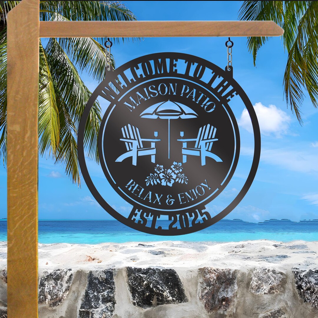 Patio Sign Backyard Bar and Grill Pool Deck Custom Name Outdoor Wall ...