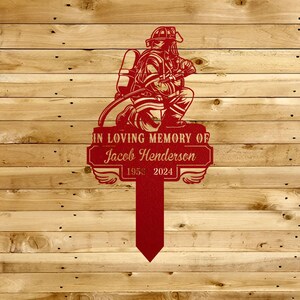Personalized Fire Fighter Fireman Memorial Plaque Stake Outdoor ...