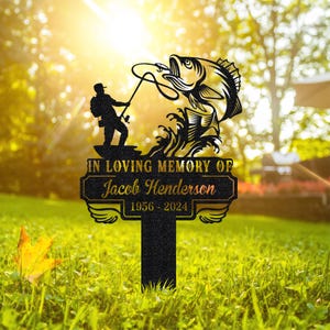 Personalized Fishing Memorial Stake: Engraved Fisherman Grave Marker - Etsy