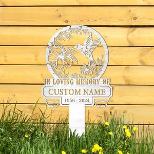 Personalized Memorial Stake Metal,hummingbird Memorial Stake,in Loving ...