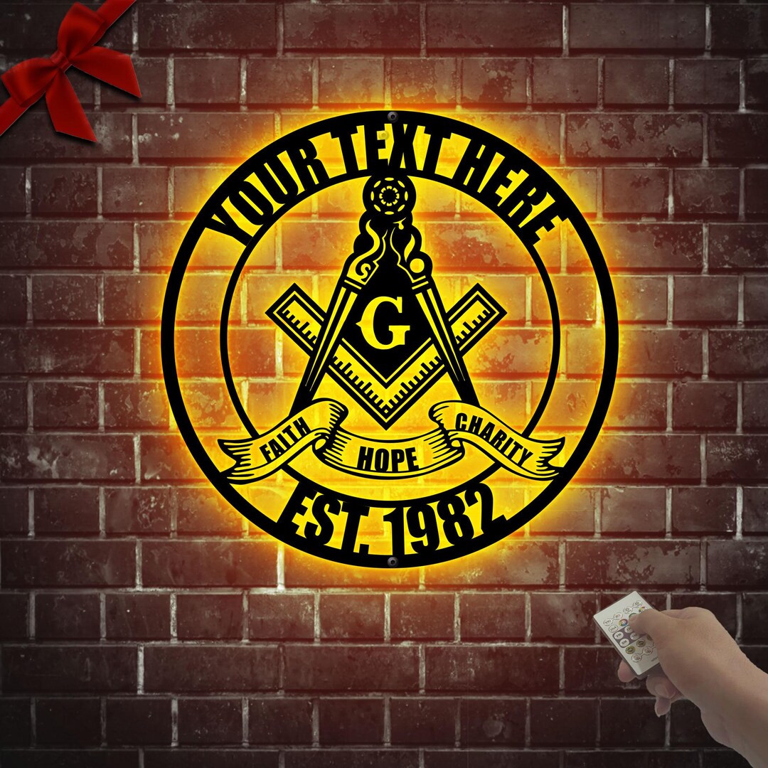 Custom Masonic LED Wall Art: Freemason Square and Compass Sign - Etsy