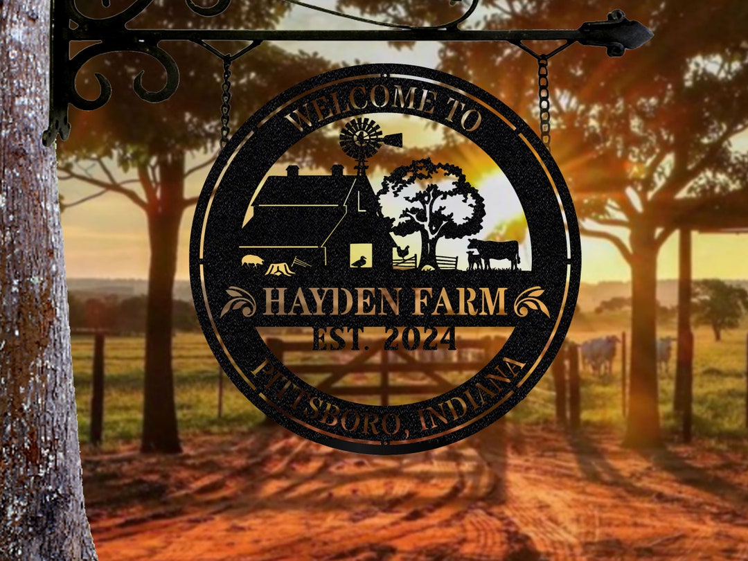 Custom Metal Farm Sign: Personalized Ranch Name, Outdoor Decor - Etsy