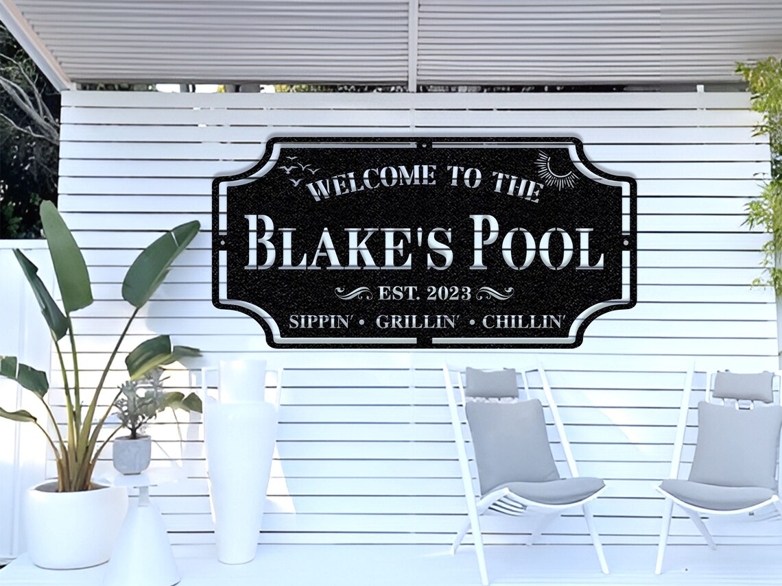 Personalized Family Pool Signwelcome Pool Metal Signoutdoor - Etsy