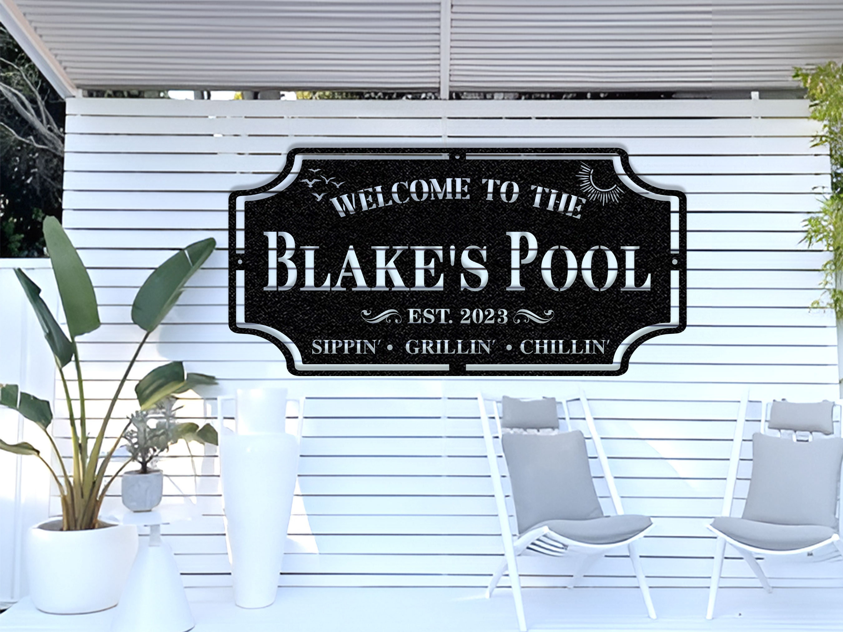 Personalized Family Pool Signwelcome Pool Metal Signoutdoor - Etsy