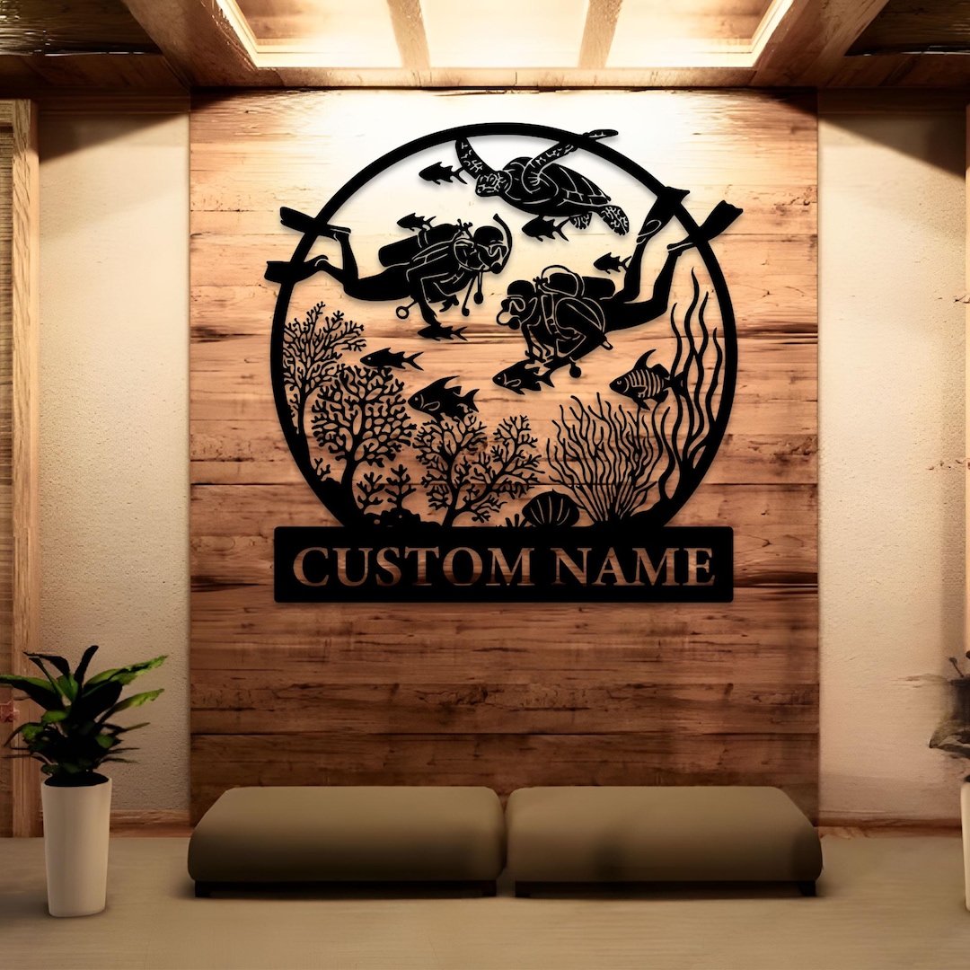 Custom Scuba Diver Sign Metal Wall Art, Metal Scuba Diving Sign ...