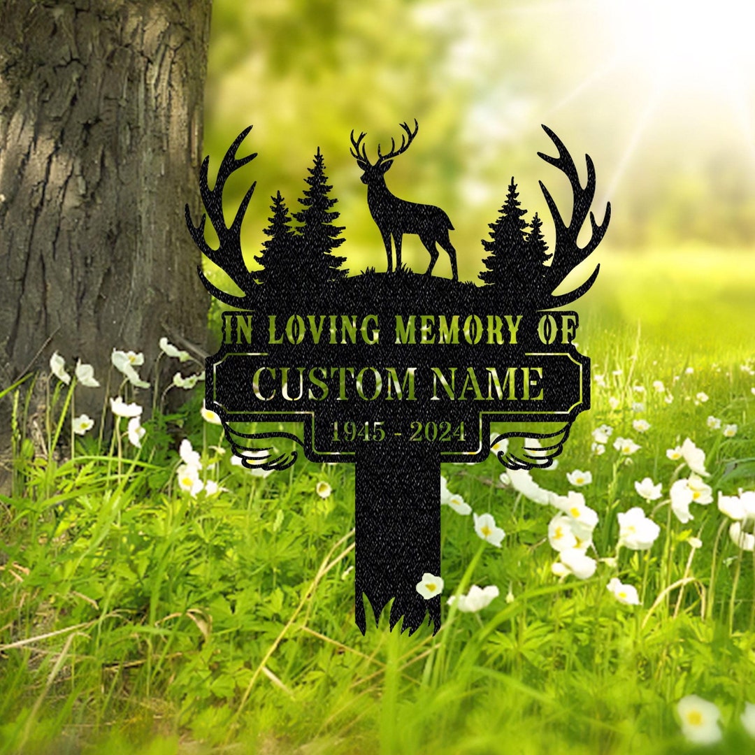 Custom Deer Hunting Memorial Stake Outdoor,cemetery Stake,grave Marker ...