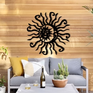Vintage Metal Sun and Moon Face,metal Wall Hanging,custom Metal Sun ...
