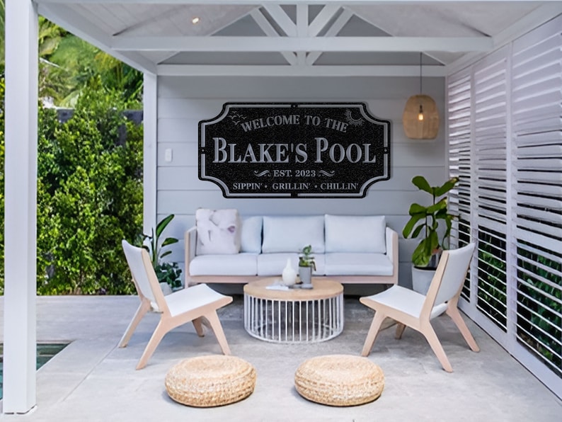 Personalized Family Pool Signwelcome Pool Metal Signoutdoor - Etsy
