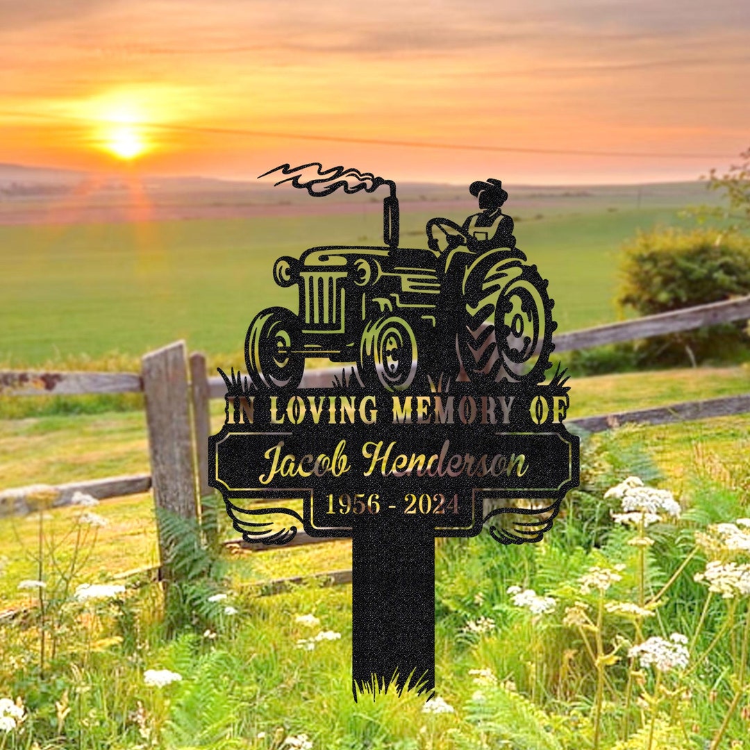 Personalized Farmer on Tractor Memorial Plaque Stake Outdoor,memorial ...