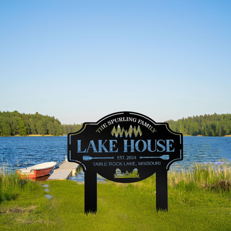 Personalized Lake House Sign: Custom Metal Last Name Decor - Etsy