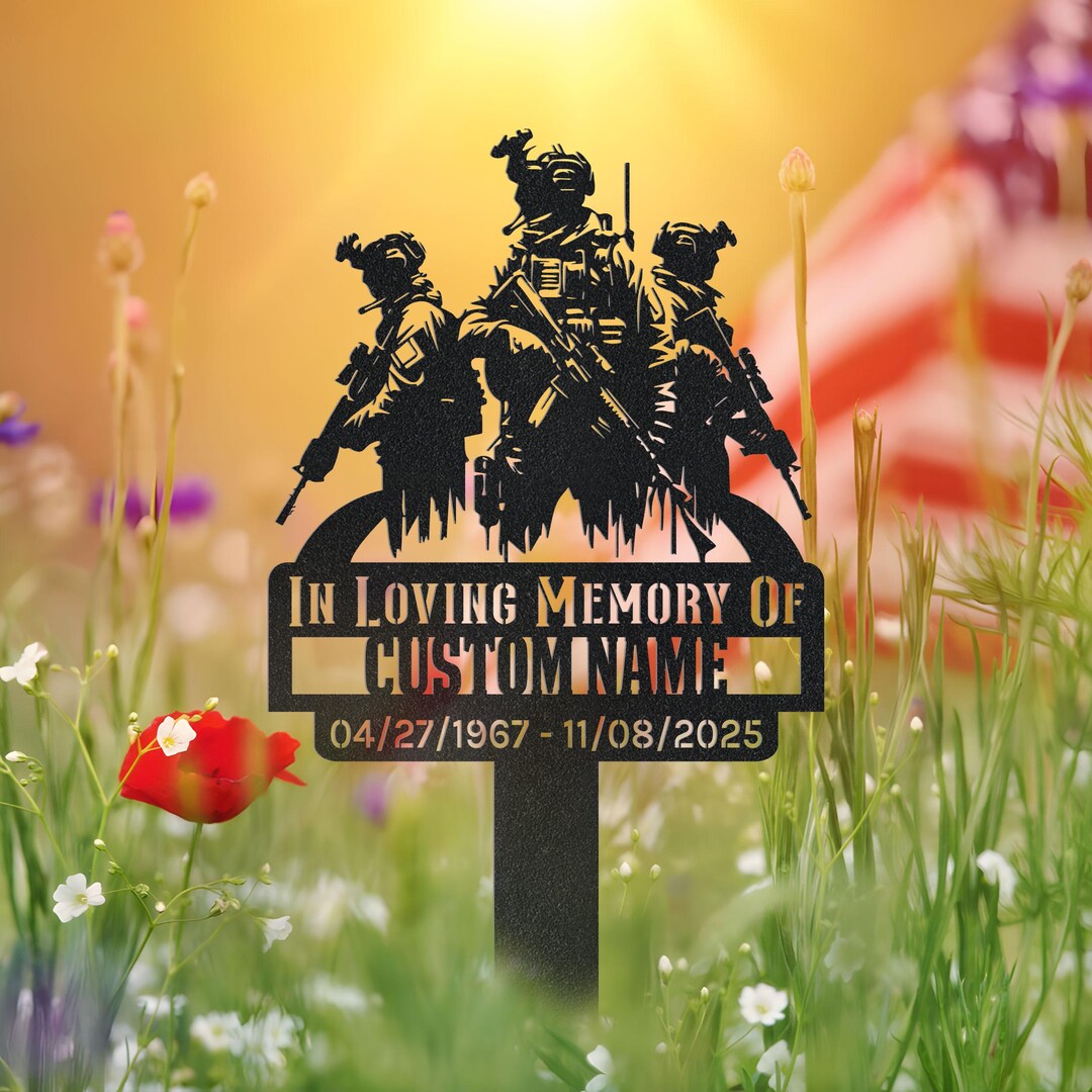 Personalized Soldier Memorial Plaque Stake, Marine, Soldier, Promotion ...