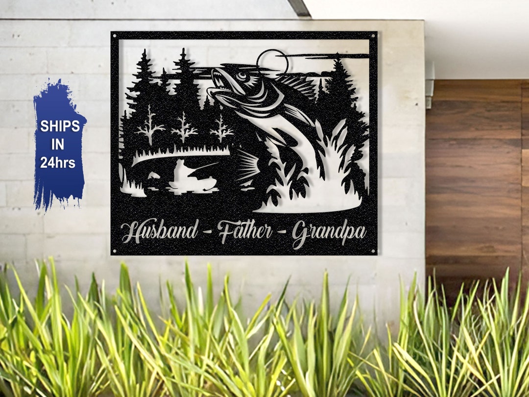 Personalized Walleye Fish Sign Wall Decor,walleye Metal Fish Sign for ...