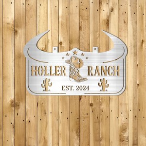 Personalized Cowboy Hat and Boots Metal Sign: Rustic Western Ranch ...
