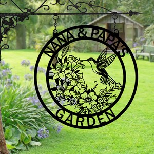 Custom Hummingbird Metal Garden Decor Hummingbird Garden Sign Flower ...