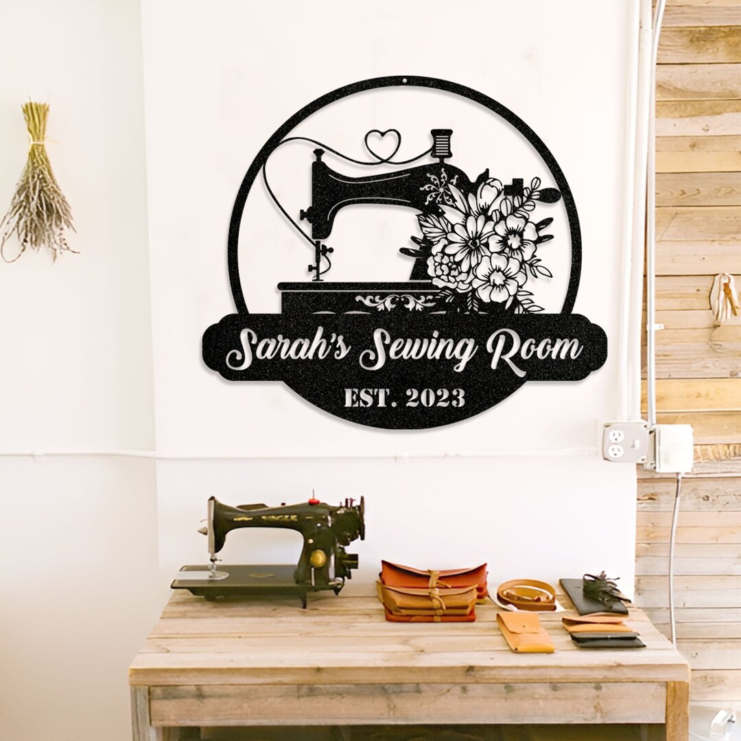 Personalized Sewing Room Metal Wall Art: Custom Name Sign - Etsy