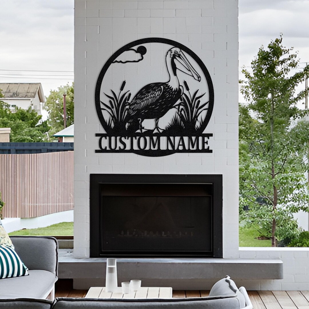Personalized Pelican Metal Sign: Custom Last Name, Beach House Decor - Etsy