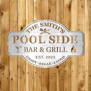 Personalized Metal Family Poolside Bar and Grill Sign,pool and Bar,tiki ...