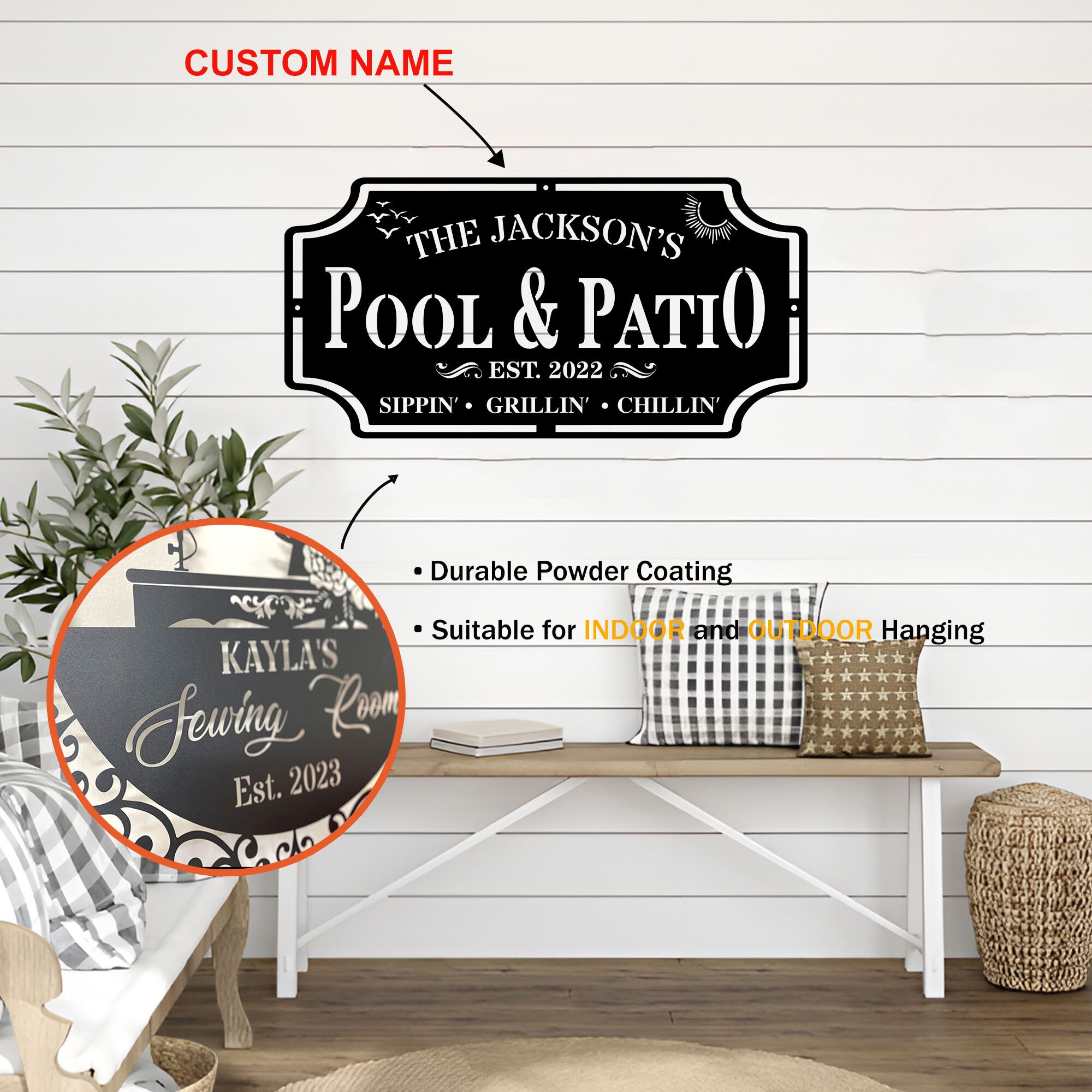 Personalized Pool & Patio Sign Backyard Bar and Grill Pool - Etsy