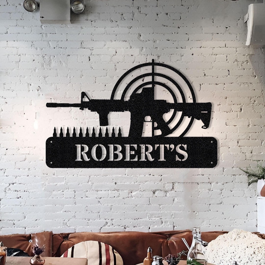 Personalized Gun Metal Wall Art,gun Owner Gift,gun Sign,mancave Decor ...