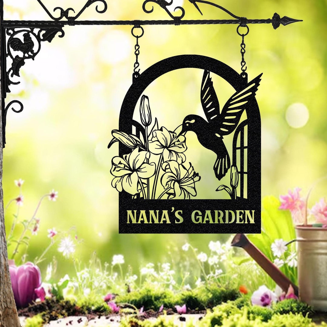 Custom Hummingbird Metal Garden Decor,bird With Stakes Garden Sign ...