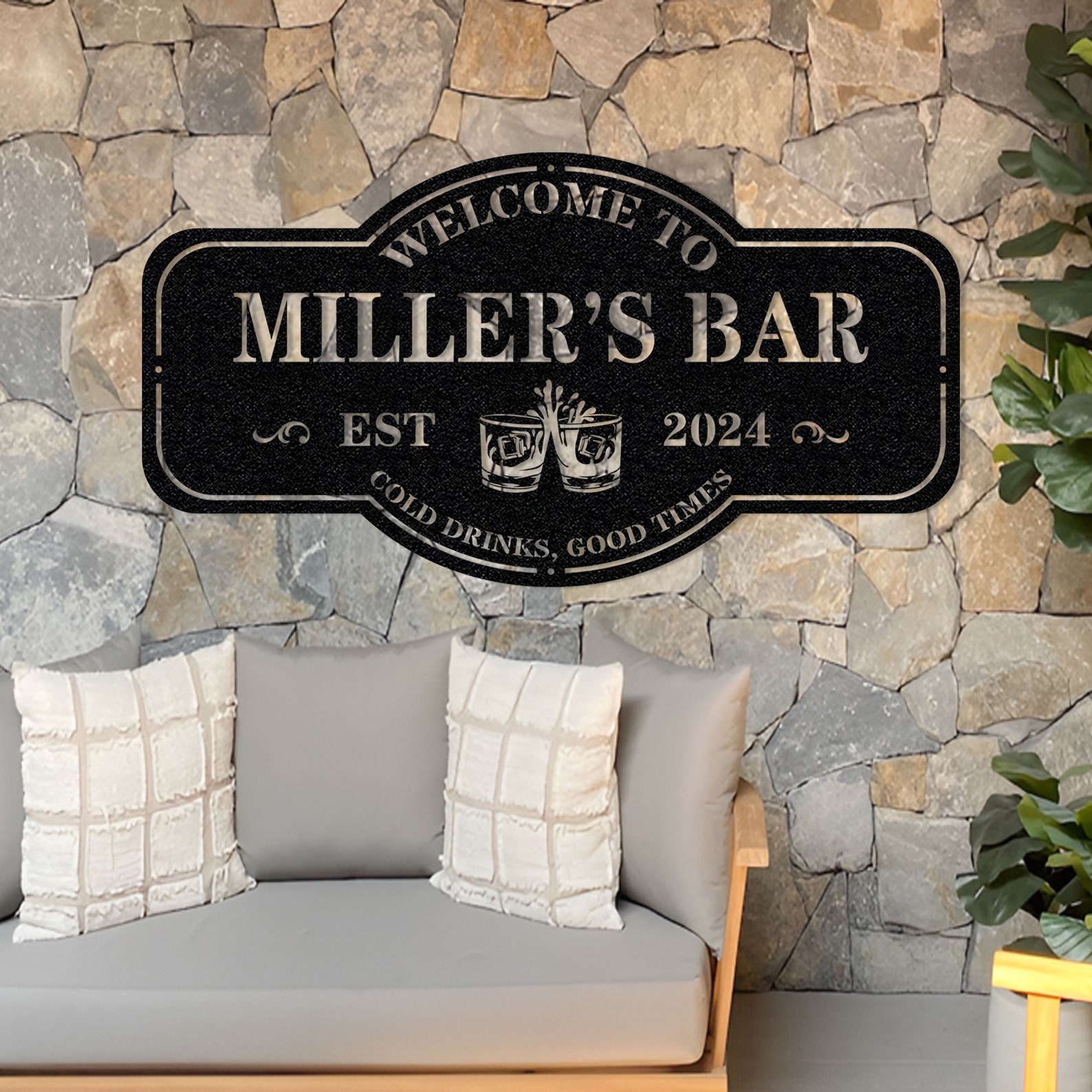 The Bar Sign Personalized Metal Sign Home Bar Sign Cabin Family Name ...