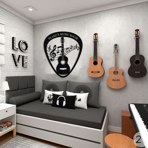 Personalized Guitar Player Metal Wall Art: Music Room Decor - Etsy