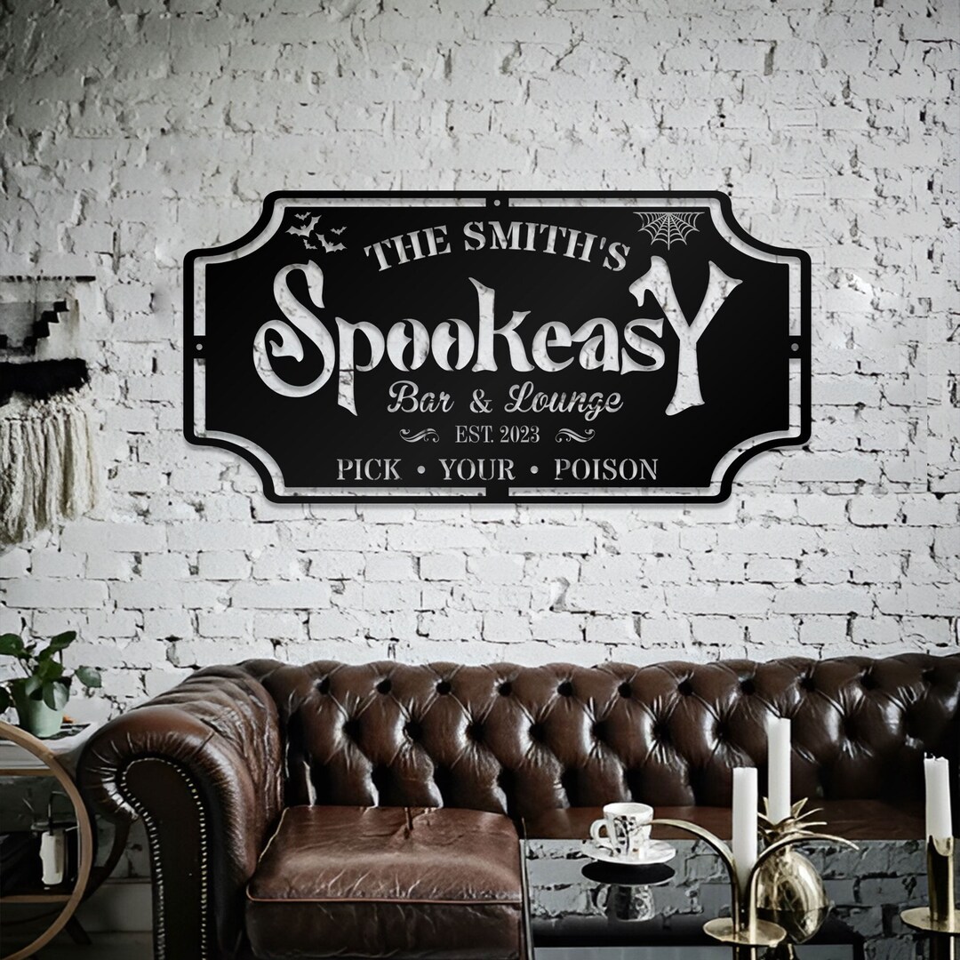 Personalized Spookeasy Metal Sign: Rustic Halloween Bar Decor - Etsy