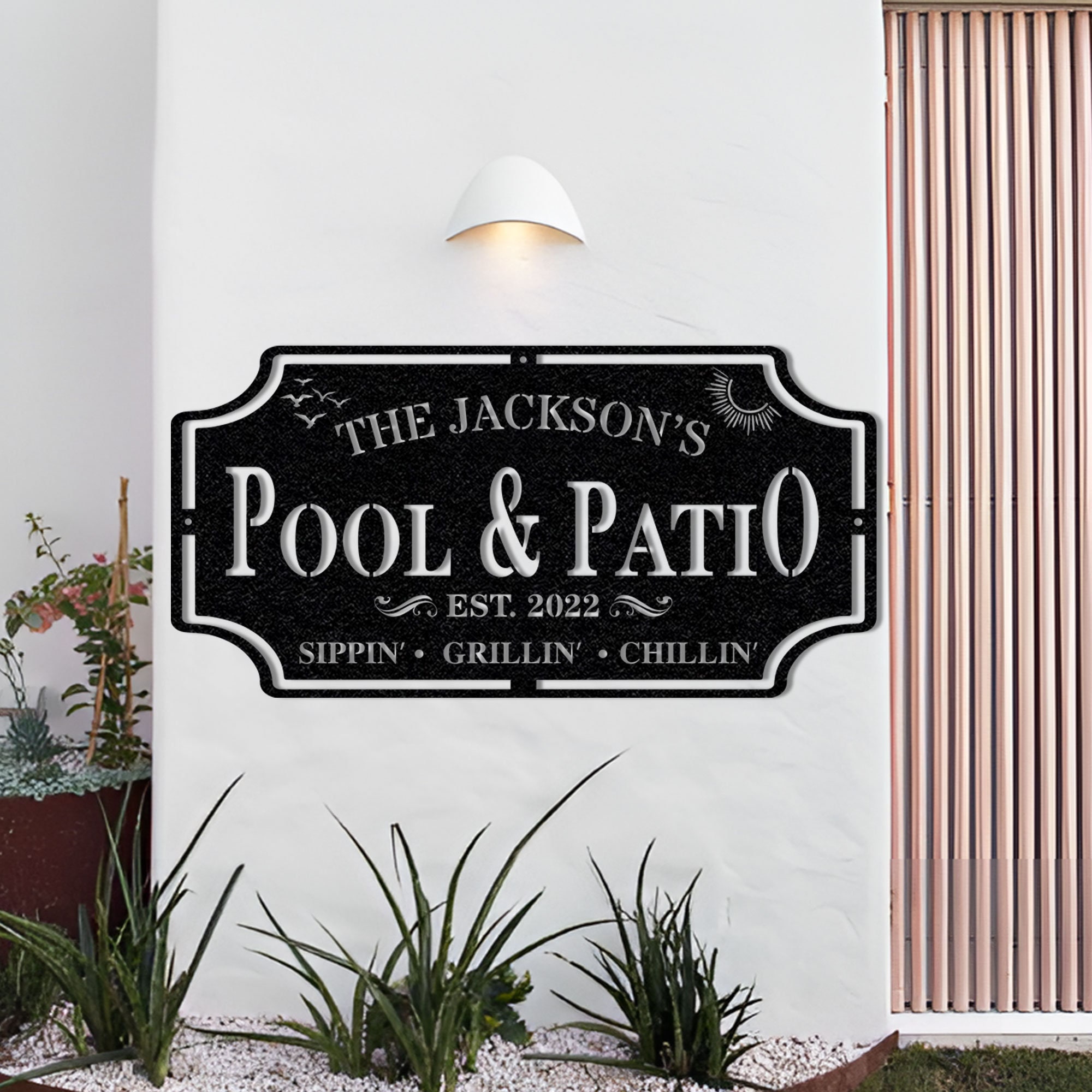 Personalized Pool & Patio Sign Backyard Bar and Grill Pool - Etsy
