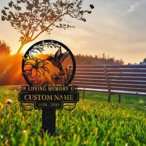 Personalized Memorial Stake Metal,hummingbird Memorial Stake,in Loving ...