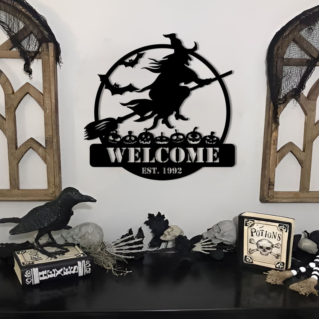 Personalize Witch Metal Sign,welcome Sign Halloween Decor,witch Sign ...
