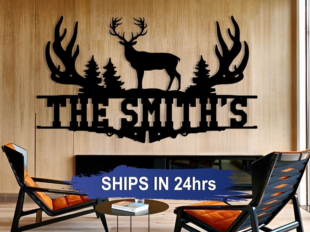 Personalized Family Deer Hunting Sign,animal Metal Sign Deer Antlers ...