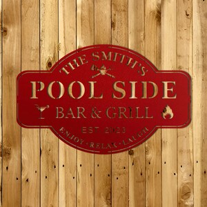 Personalized Metal Family Poolside Bar and Grill Sign,pool and Bar,tiki ...